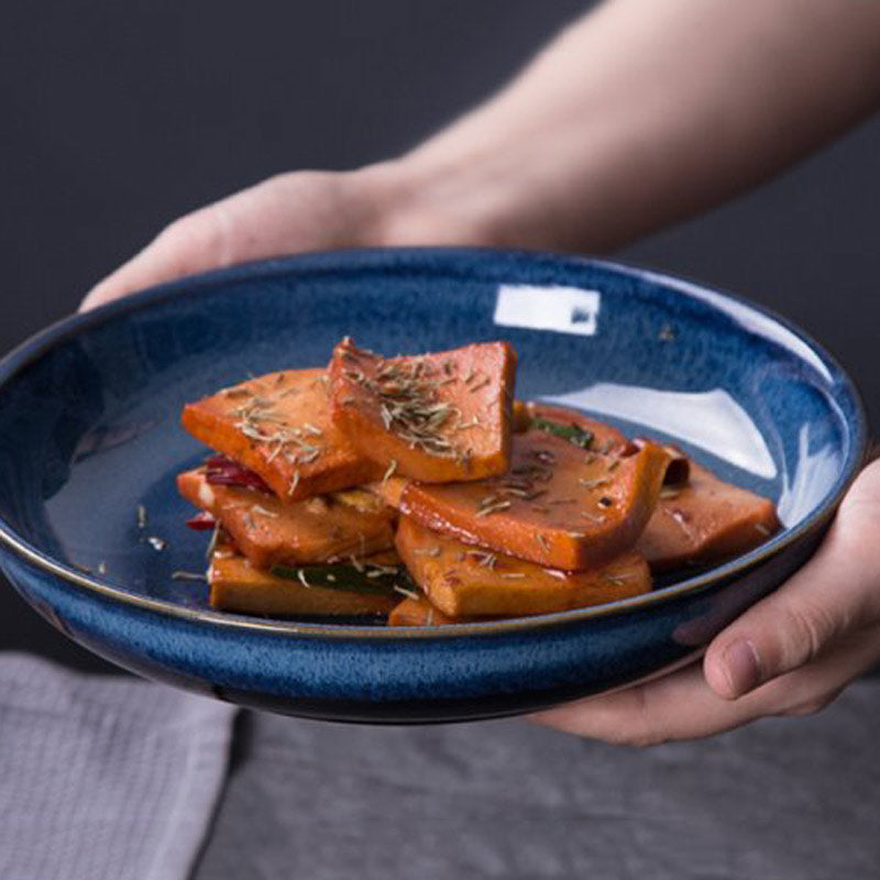 Blue Reactive Glaze Gradient Ceramic Dinner Plate | Yedwo Design – YEDWO