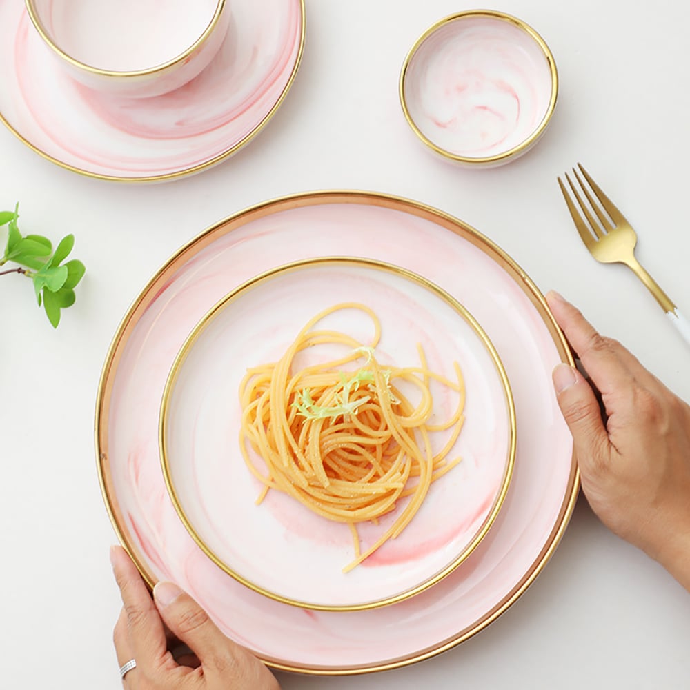 Catalina Pink Marble Luxury Dinnerware Set | Yedwo Design – YEDWO