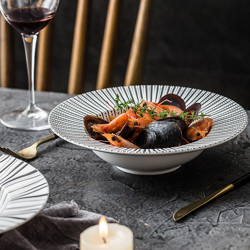 Euclid Collection Ceramic Serving Straw Hat Plate | Yedwo Design – YEDWO