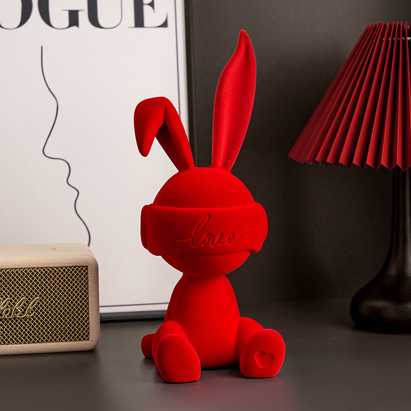 Flocked Love Bunny Seated Sculpture | Yedwo Design – YEDWO