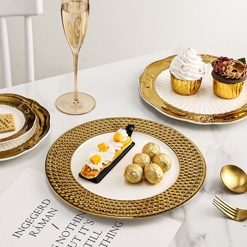 French Baroque Relief Gold Ceramic Plate | Yedwo Design – YEDWO
