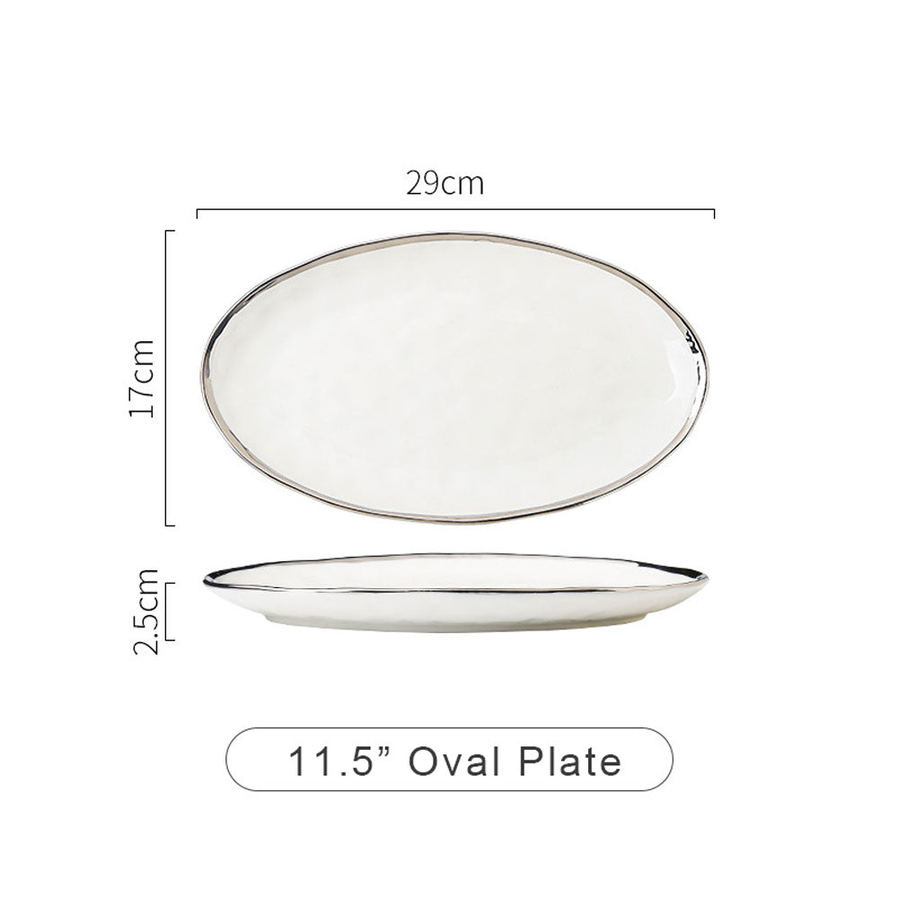 Luxury Silver Rim White Porcelain Dinnerware Sets | Yedwo Design – YEDWO