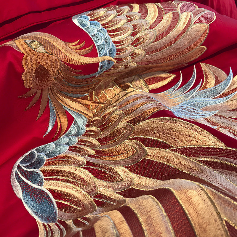 Luxury Suzhou Embroidery Dragon and Phoenix Wedding Bedding Set | Yedw ...