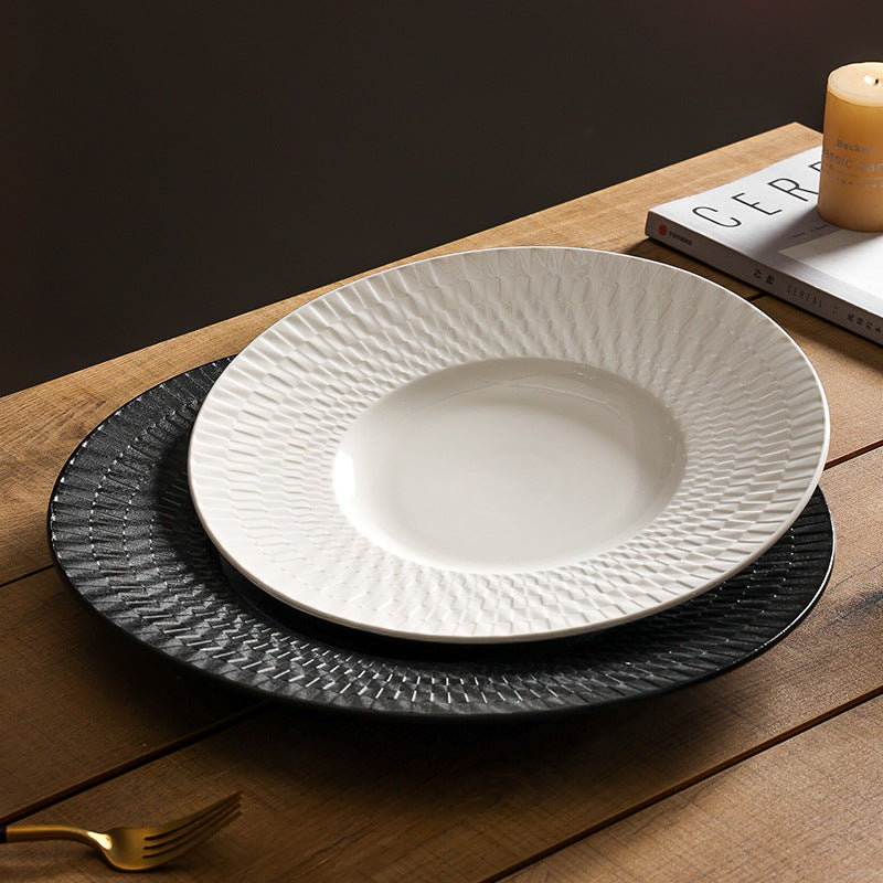 Minimalist Woven Relief Ceramic Dinner Plate | Yedwo Design – YEDWO