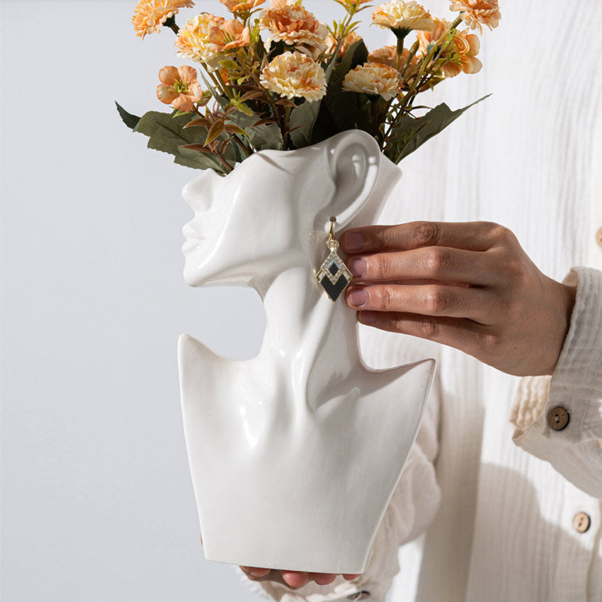 Scandinavian Ceramic Abstract Side Face Vase | Yedwo Design – YEDWO