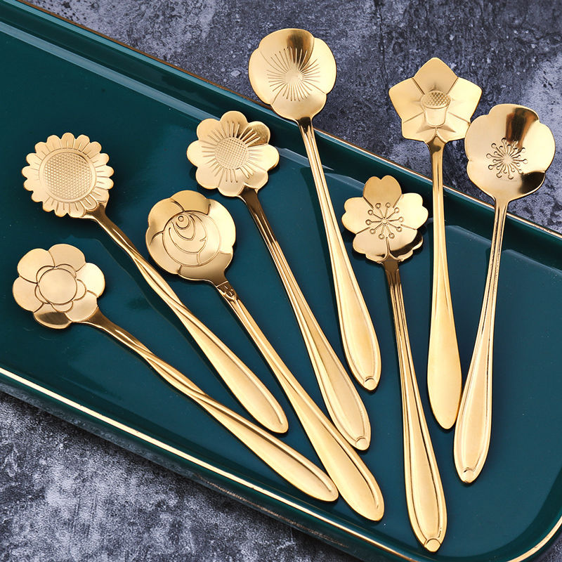 Stainless Steel Floral Shape Coffee Spoon Set(8 PCS) | Yedwo Home – YEDWO