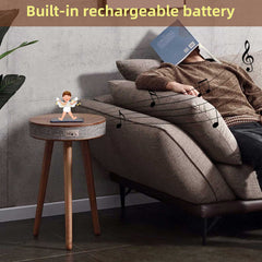Wood End Table with Bluetooth Audio & Wireless Phone Charging ...